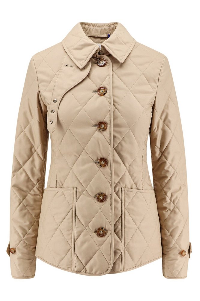 Burberry Beige Single-breasted Down Jacket With Quilted Texture In ...