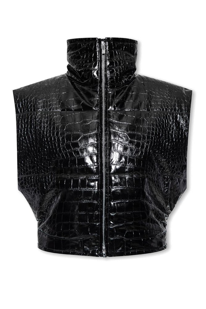 Alaïa Croc-embossed Vegan Leather Puffer Vest In Noir Alaia | ModeSens