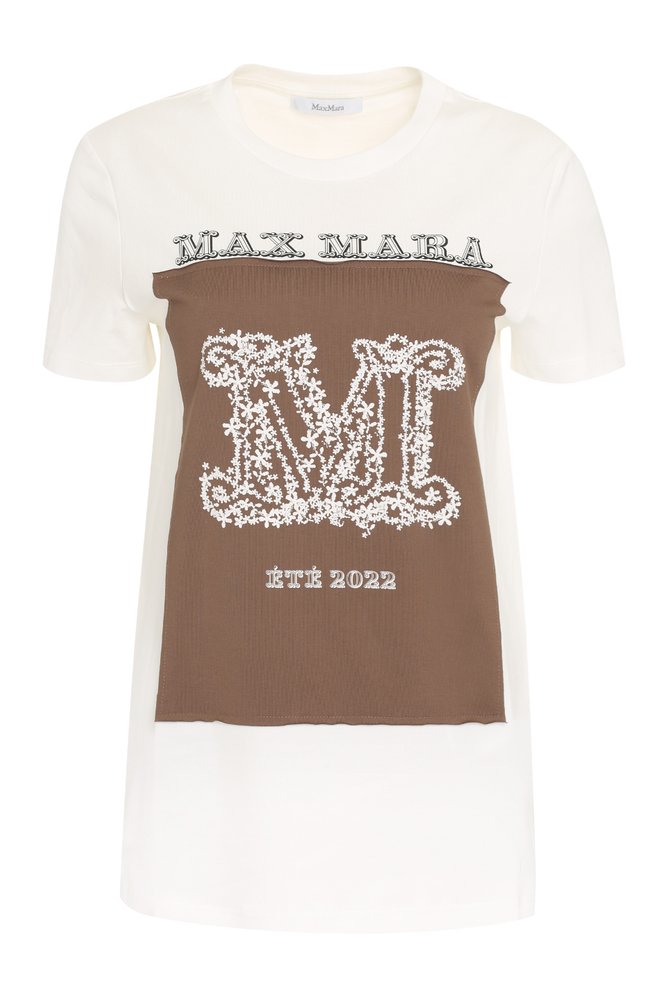 Max Mara Logo Printed Crewneck T In White | ModeSens