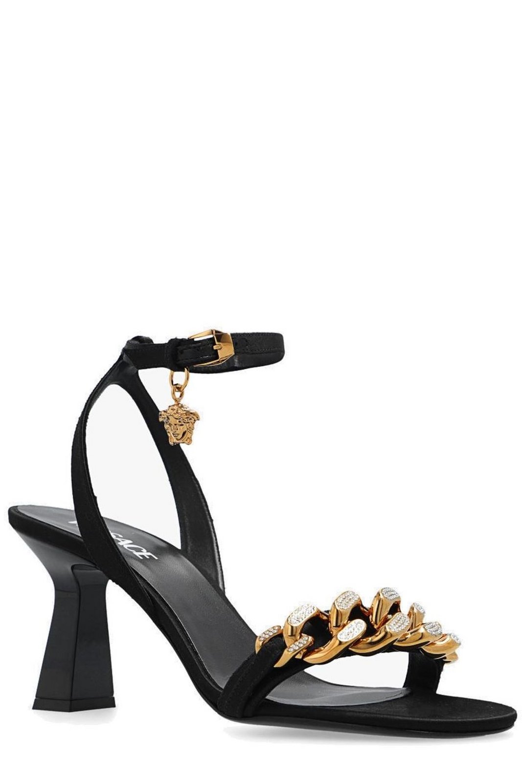 Versace Chain-Link Plaque Heeled Sandals