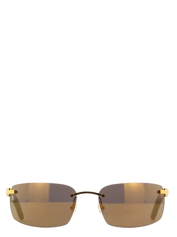 Cartier Rectangular Frame Glasses In Brown | ModeSens