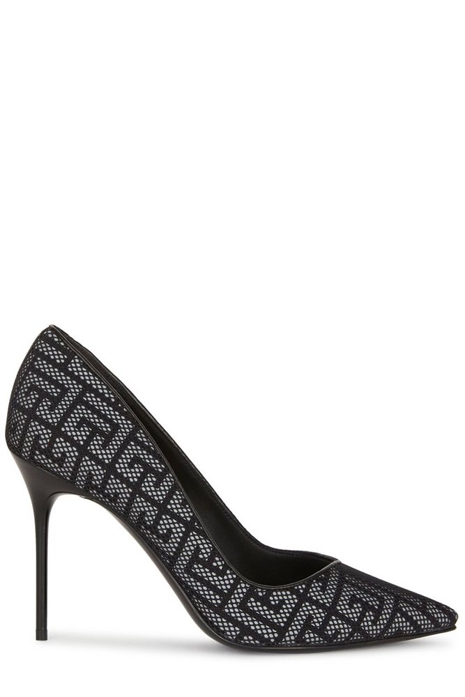 Balmain Ruby Monogram Mesh Stiletto Pumps In Black | ModeSens