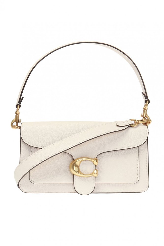 Coach Tabby Logo Plaque Shoulder Bag In White | ModeSens