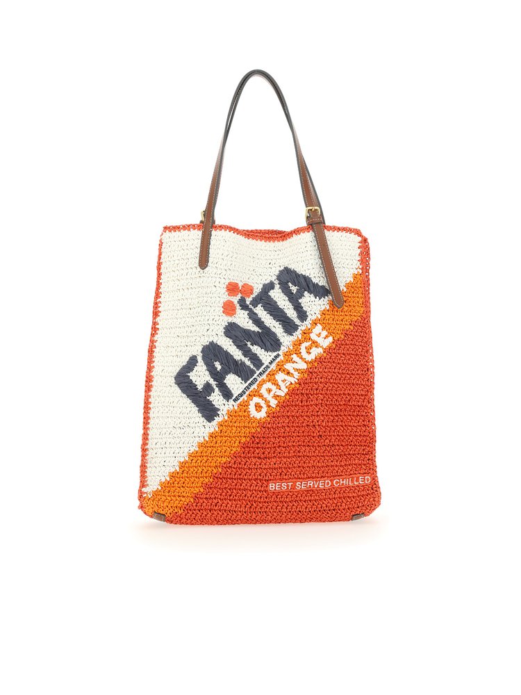 Anya Hindmarch X Fanta Raffia Tote Bag In Weiss | ModeSens