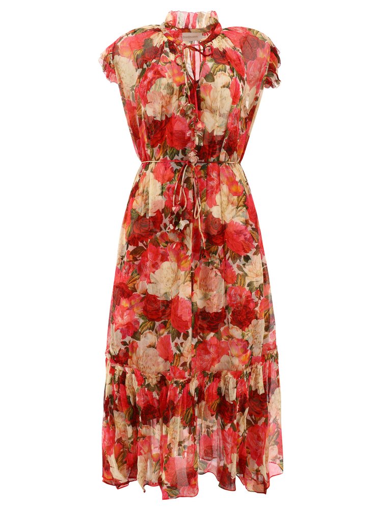 Zimmermann Wonderland Flutter Dress In Pink Peonies | ModeSens
