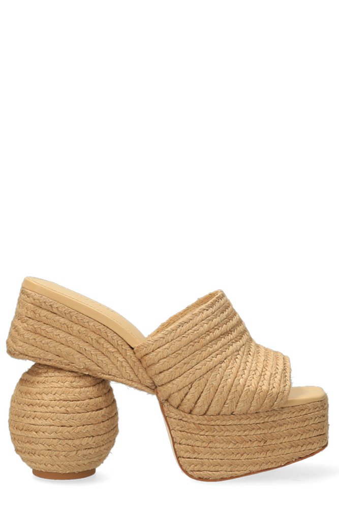 Cult Gaia Ashley Platform Sphere-heel Mules In Natural | ModeSens