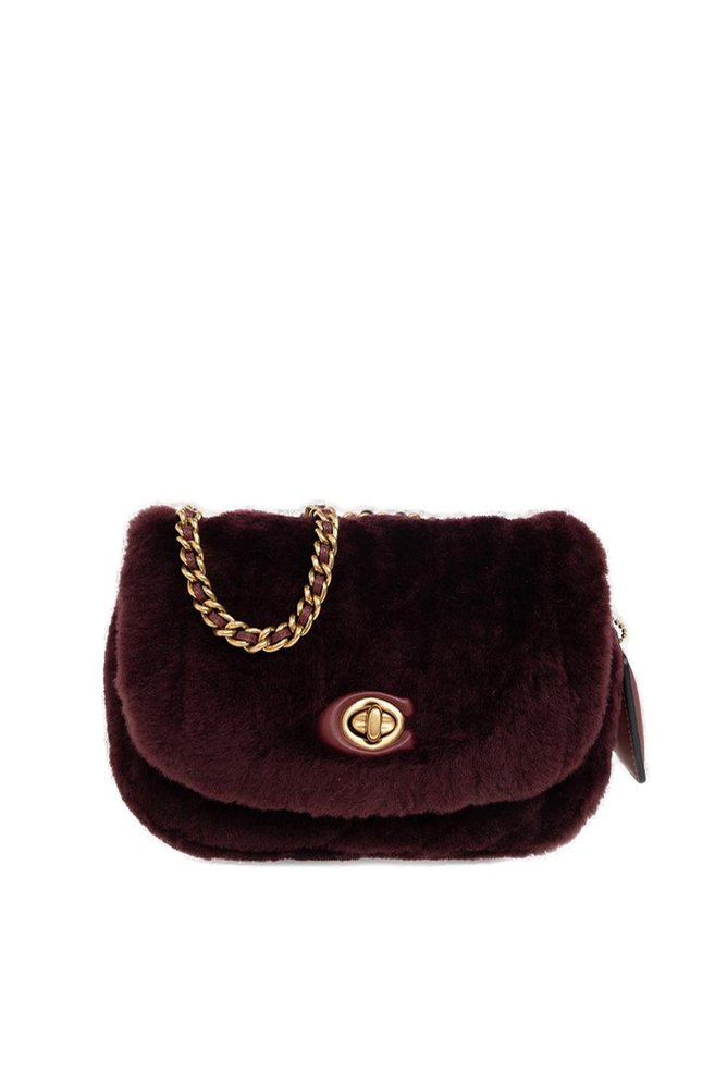 Coach Madison Quilted Shearling And Leather Shoulder Bag In Red | ModeSens