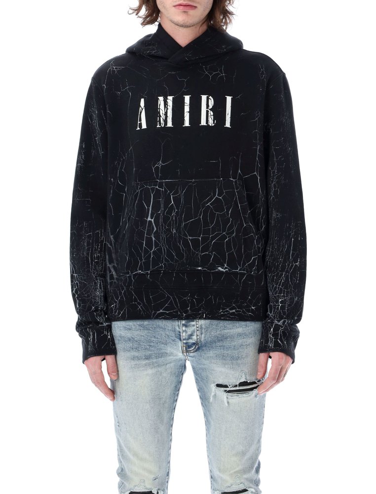 Amiri Black Hoodie With Tye-dye Pattern And Logo | ModeSens