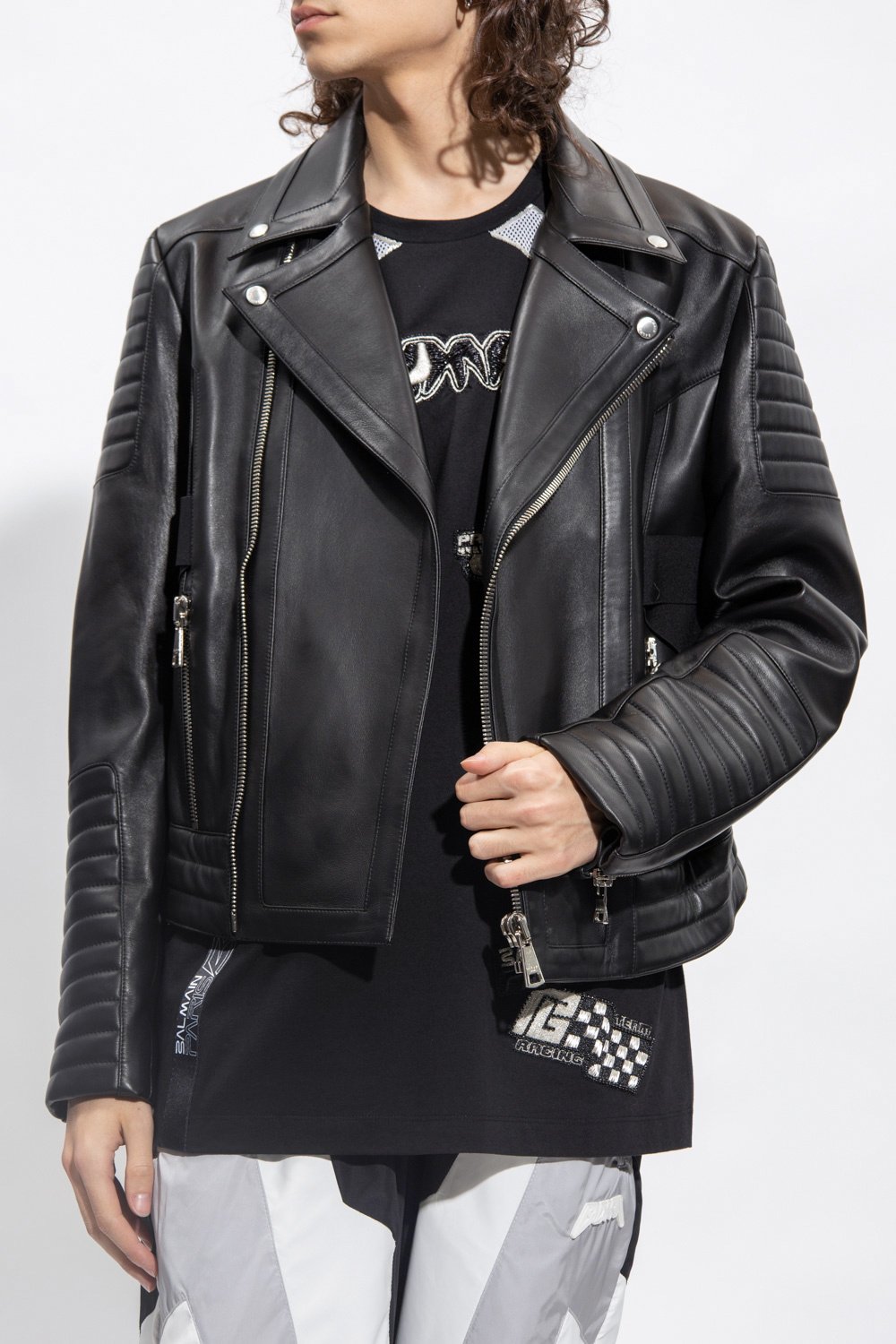 balmain balmain zip detailed biker jacket $ 3486 . 38 $ 2789