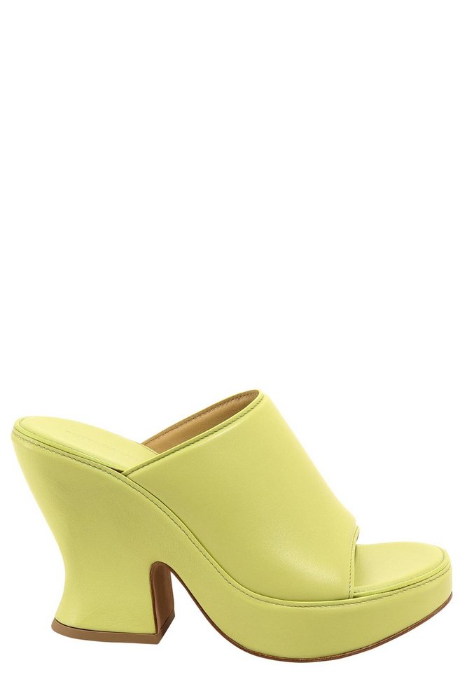 Bottega Veneta Stack Wedge Mules In Yellow | ModeSens