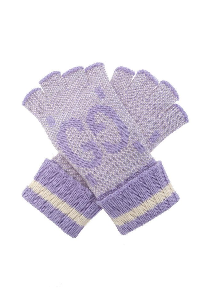 Gucci Gg Cashmere Fingerless Gloves In Purple | ModeSens