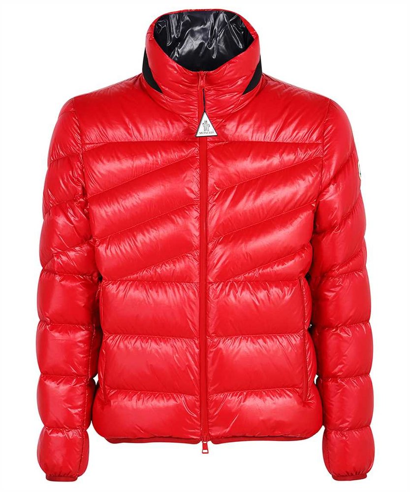 Moncler Hanin Logo Patch Down Jacket In Red | ModeSens