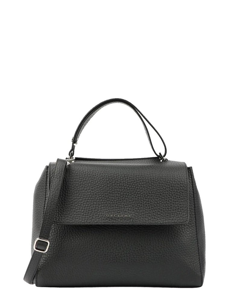 Orciani Sveva Logo Lettering Medium Shoulder Bag In Black | ModeSens