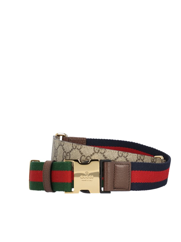 Gucci Logo Engraved Web Belt In Multi | ModeSens