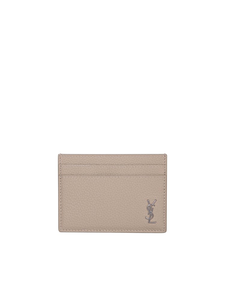 Saint Laurent Cassandre Logo Plaque Tiny Card Case In White | ModeSens
