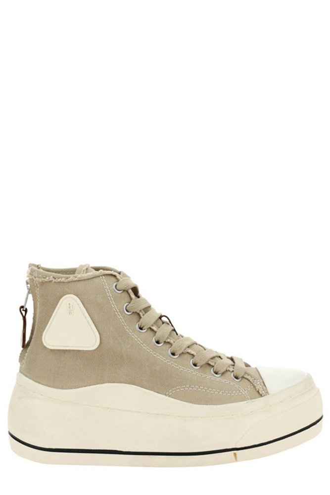 R13 Kurt Platform High Top Sneaker In Khaki Sateen | ModeSens