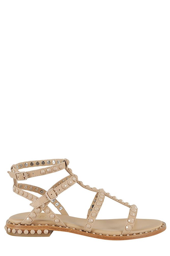 Ash Beige Leather Precious Sandals In Gold | ModeSens