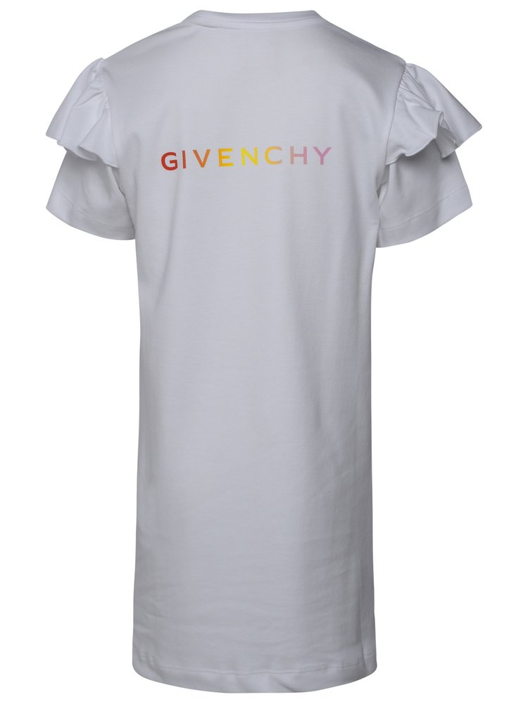 Givenchy Kids 로고 프린트 러플 디테일 티셔츠 드레스 - 페칭