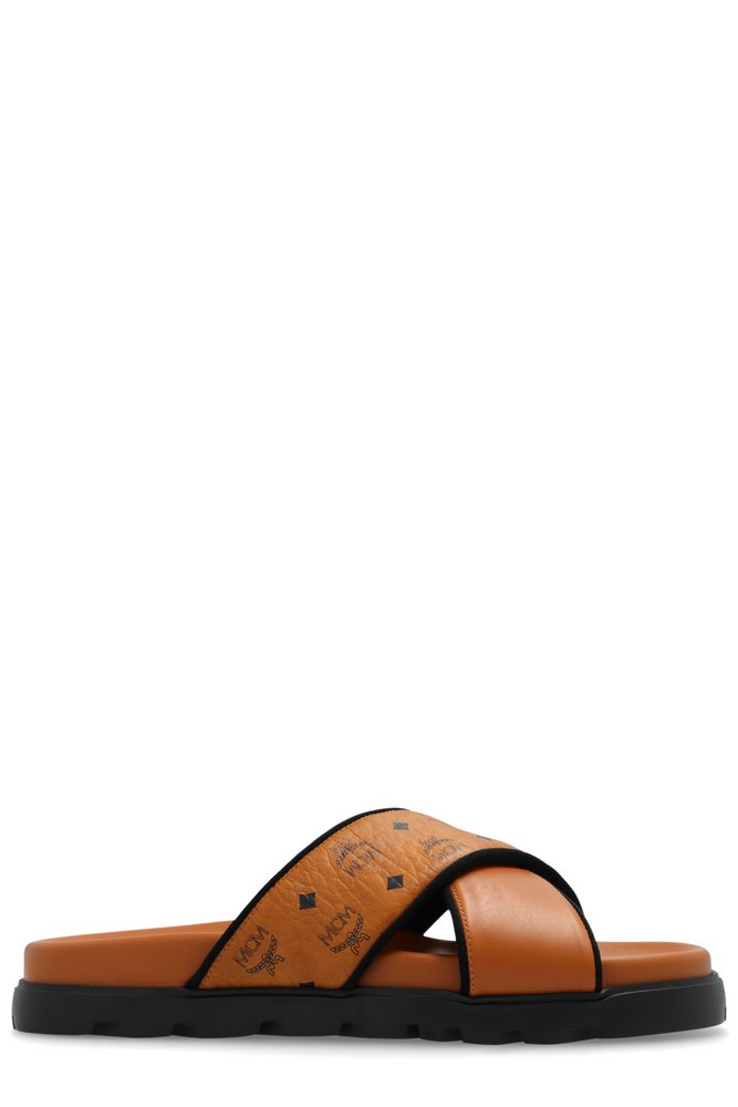 Mcm Women's Visetos Criss Cross Slide Sandals In Cognac | ModeSens