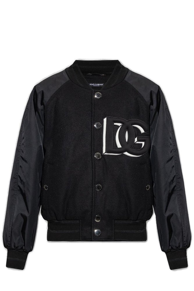 Dolce & Gabbana Wool And Nylon Jacket With Dg Patch In Black | ModeSens