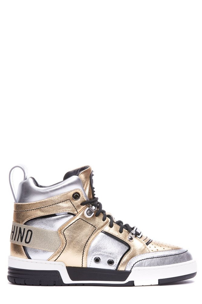 Moschino Logo High Top Sneakers In Multicolour | ModeSens