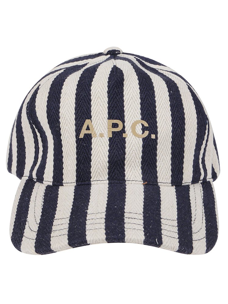 Apc Logo-print Striped Baseball Cap In Blue | ModeSens