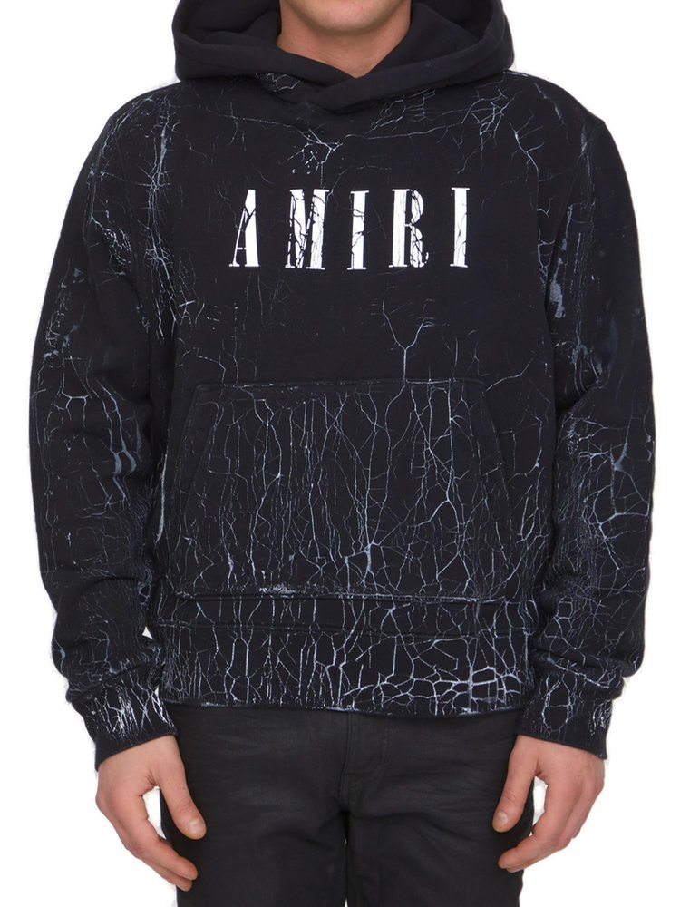 Amiri Black Hoodie With Tye-dye Pattern And Logo | ModeSens